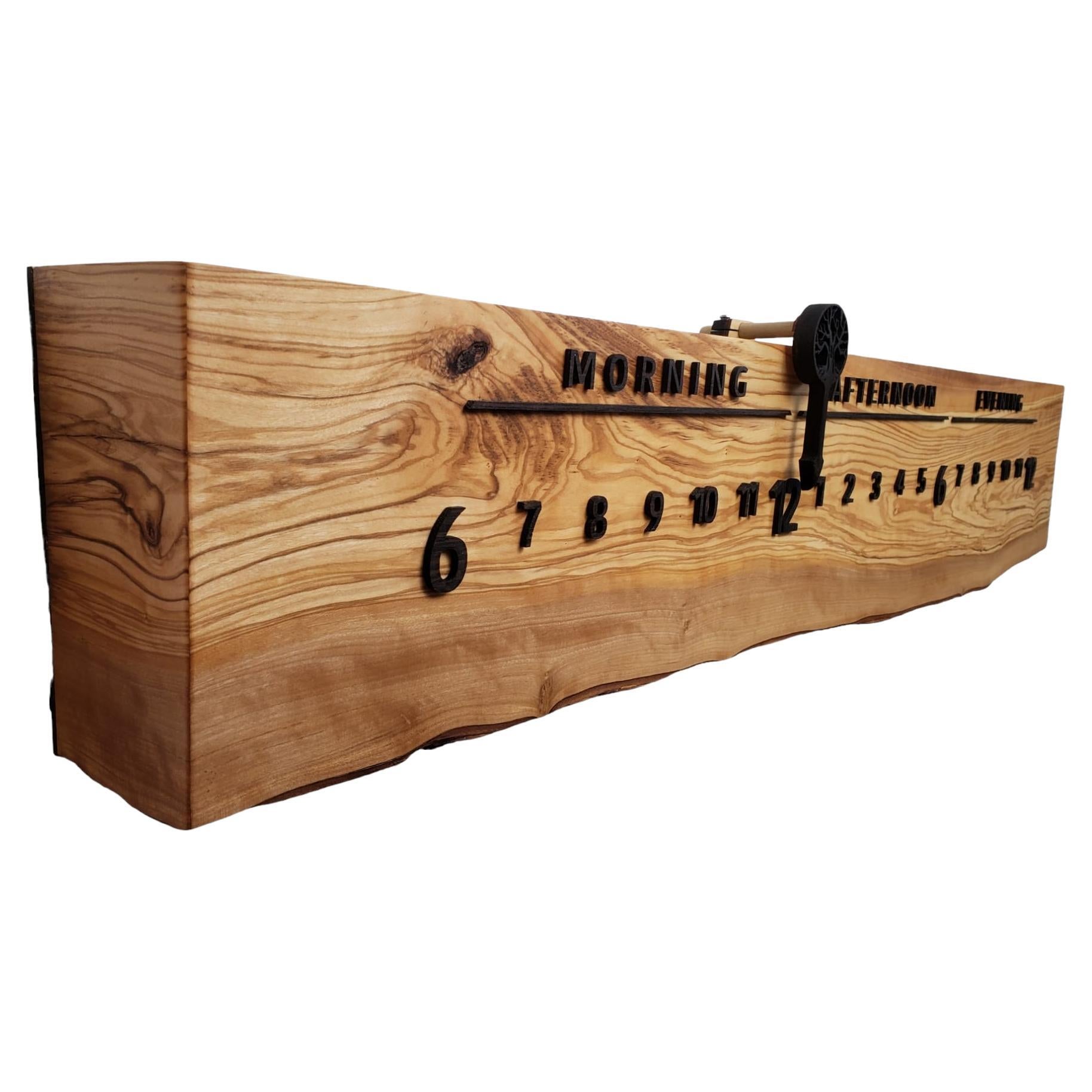 Honeycomb: 3-foot Osage Orange and Wenge Linear Clock For Sale at 1stDibs