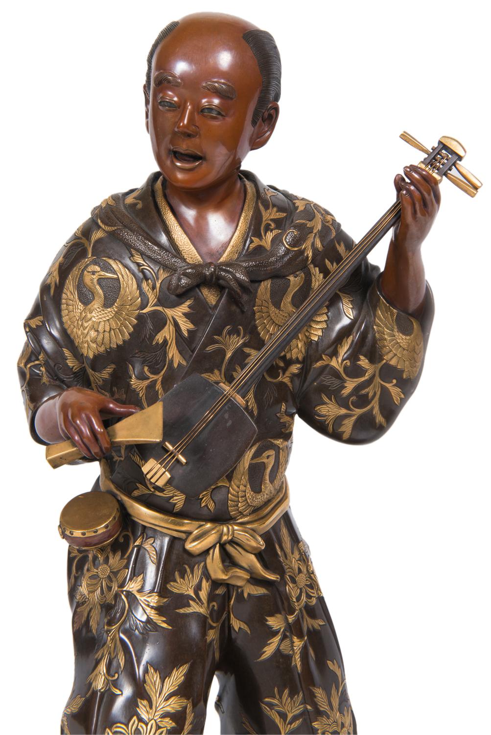 Miayo Japanese Bronze Musician, 19th Century For Sale at 1stDibs