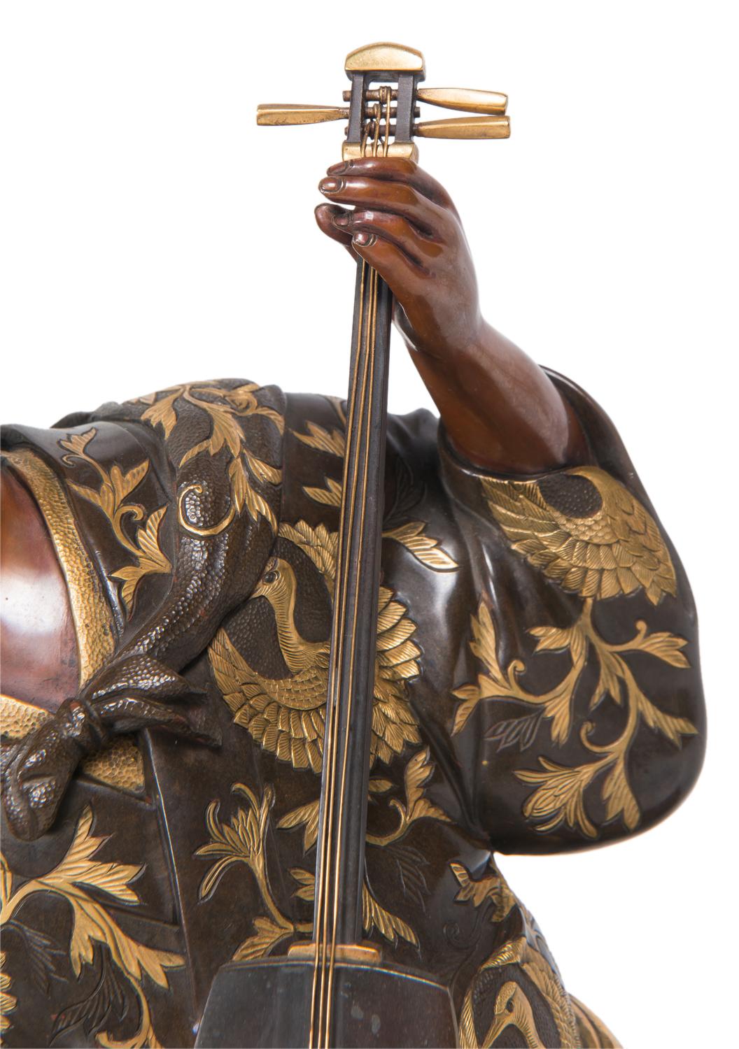 Miayo Japanese Bronze Musician, 19th Century For Sale at 1stDibs