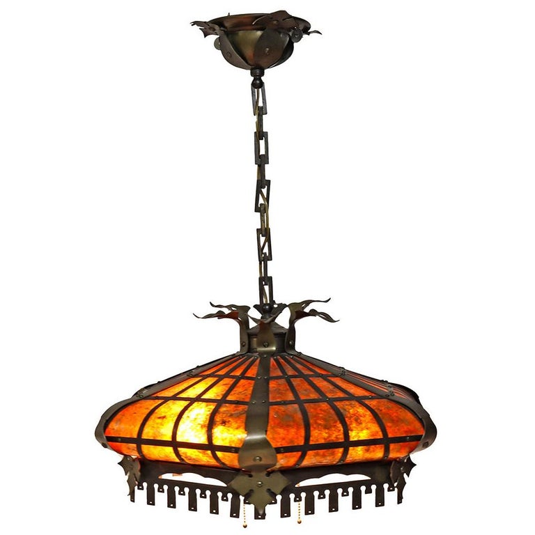 Mica Shade Tudor Revival Pendant Light at 1stDibs
