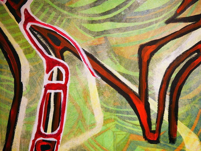 Michael Abramowitz - Contemporary Neon Green and Red Abstract Painting ...