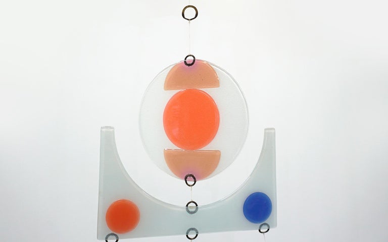 Michael and Frances Higgins Multicolored Mobile, Fused Art Glass For ...
