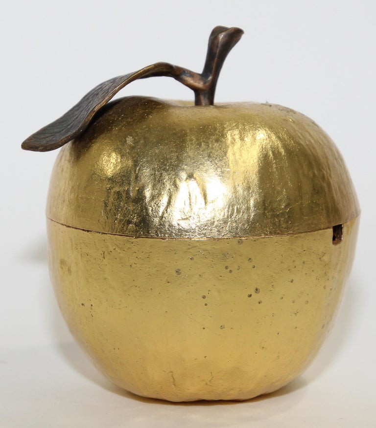 Michael Aram Gold Plated Apple Honey Pot at 1stDibs