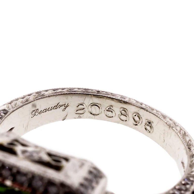 Michael Beaudry 6.82 Carat Peridot Diamond Halo Platinum Cocktail Ring ...