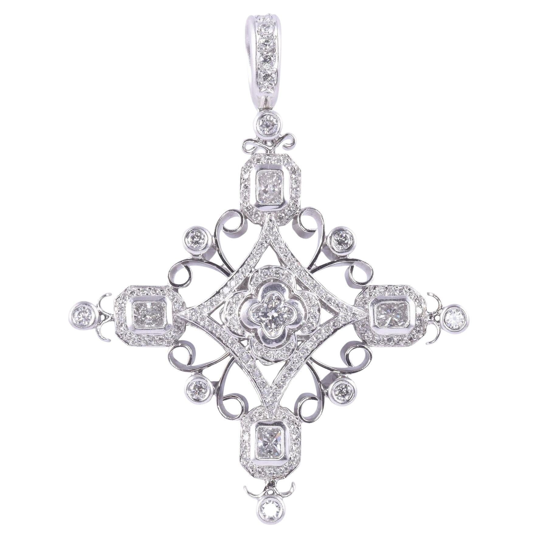 Michael Beaudry Signed Handmade Platinum Diamond Maltese Cross Pendant ...