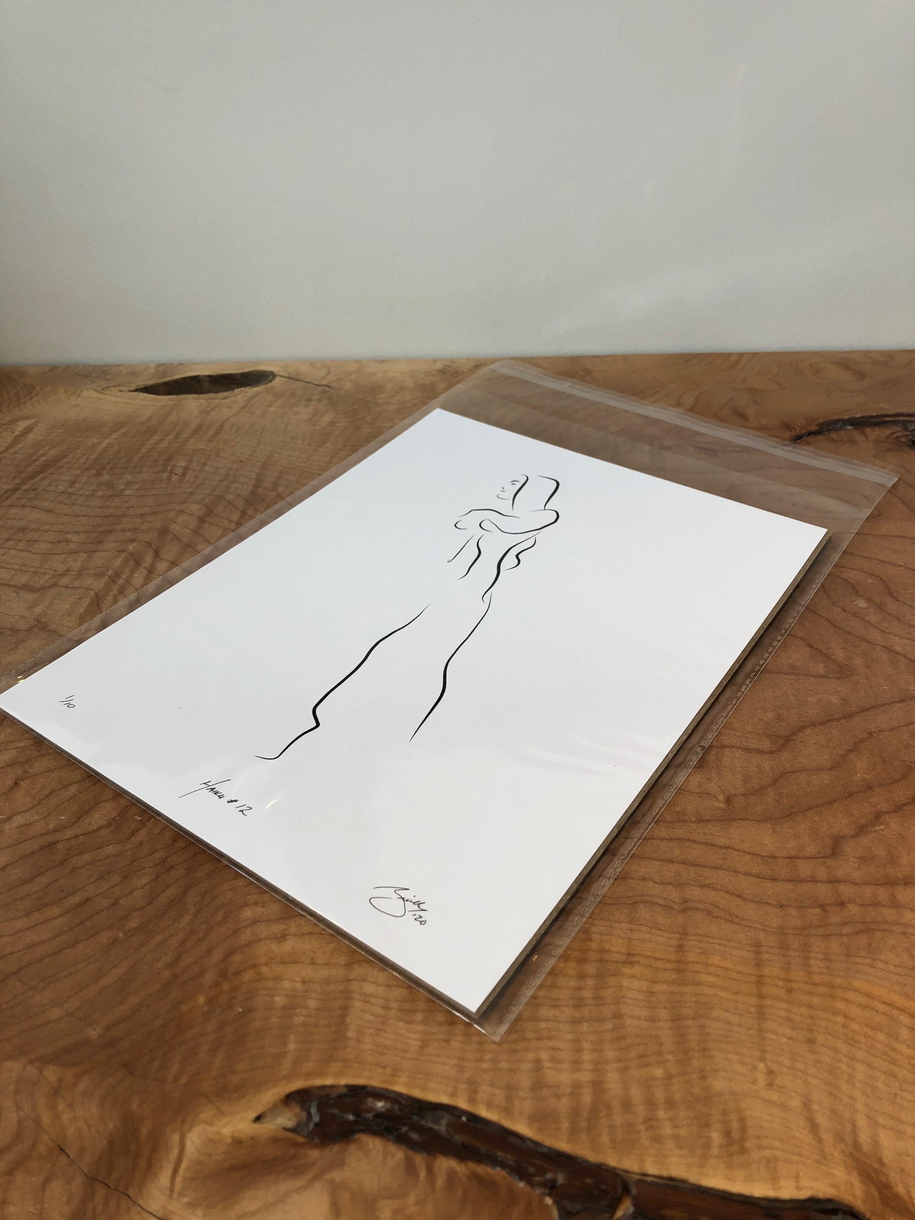 Michael Binkley Haiku 12 Digital Vector Drawing Bandw Walking Female