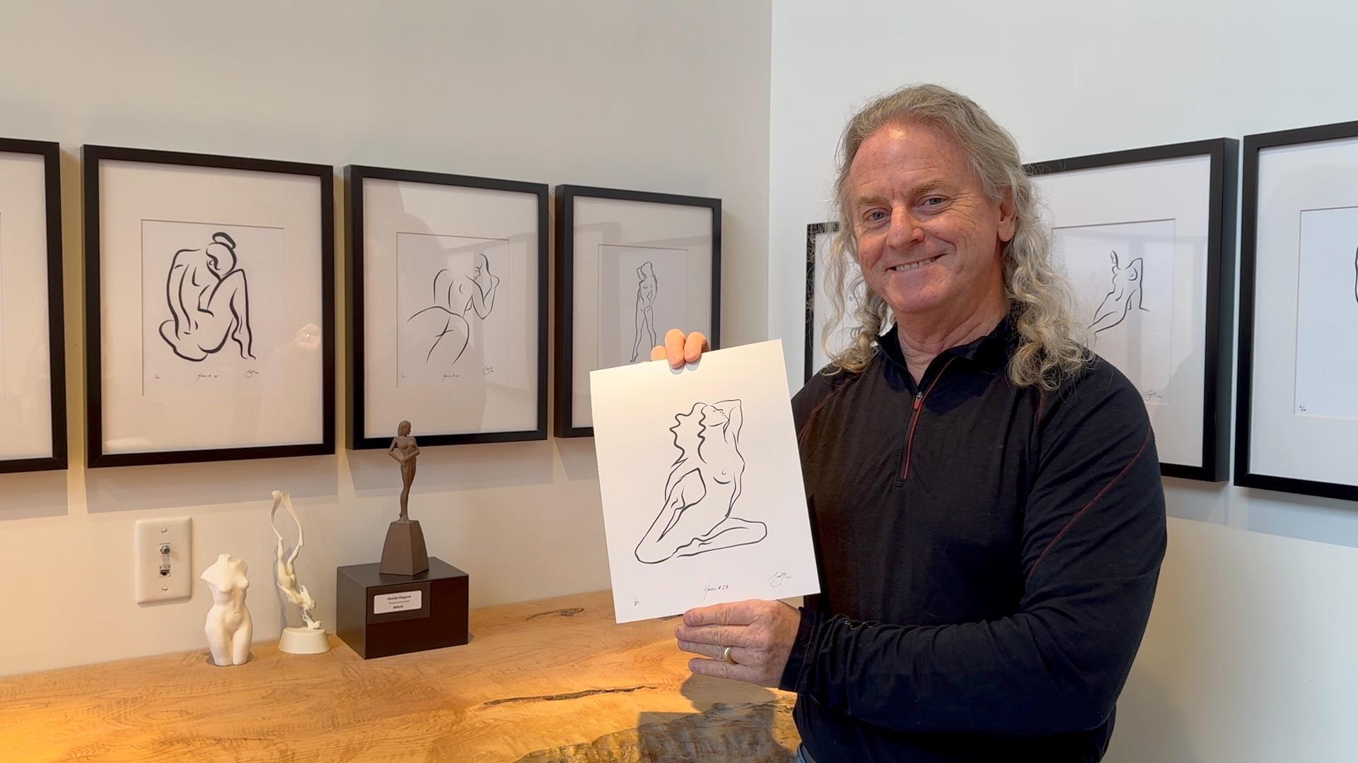 Michael Binkley - Haiku #28, 1/50 - Digital Vector Drawing Kneeling Female Nude Woman Figure For ...