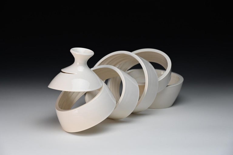 Michael Boroniec - Spatial Spiral: River - White spiral abstract ceramic sculpture For Sale at ...