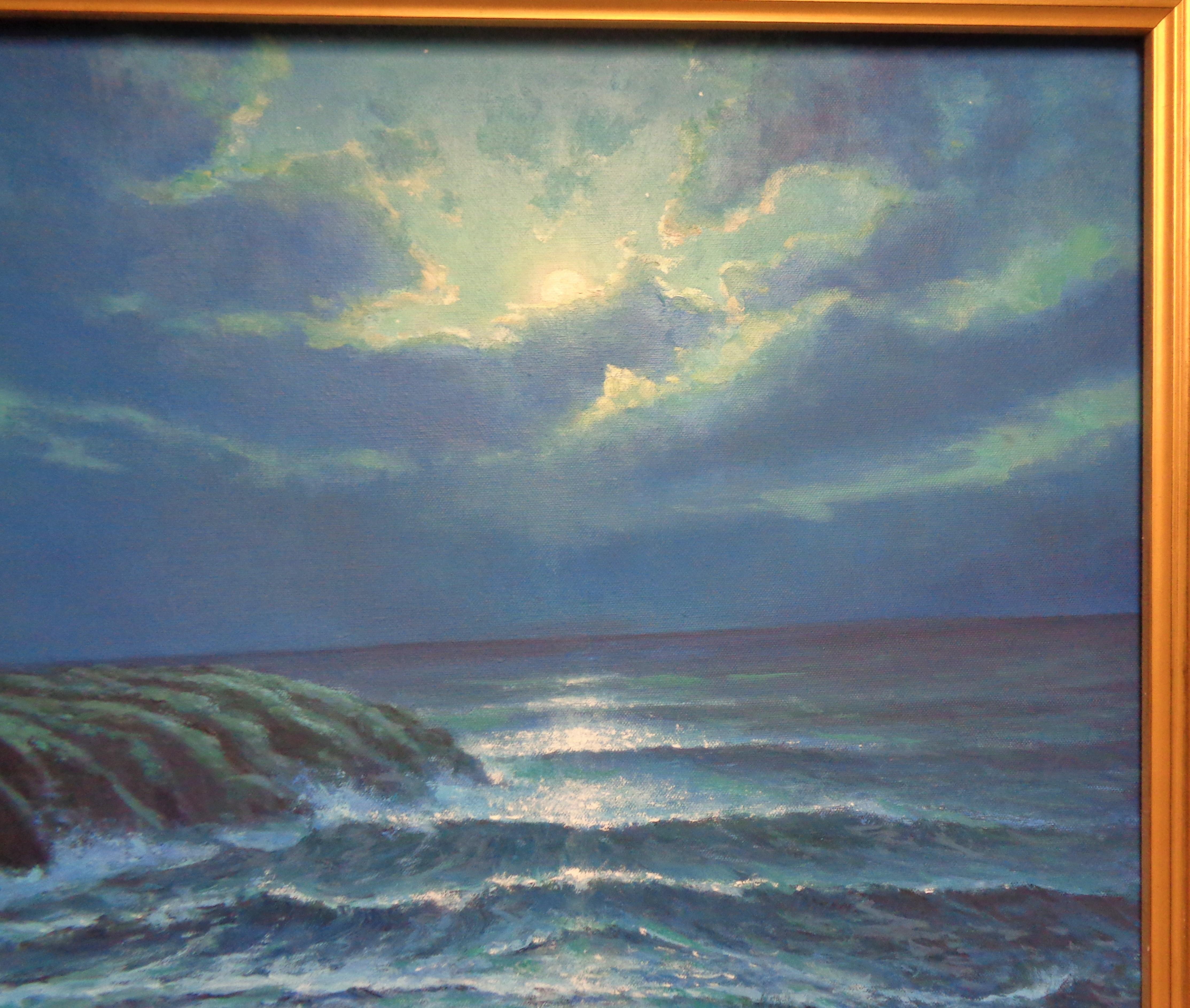 Michael Budden - Impressionistic Moonlight Seascape Oil Painting ...