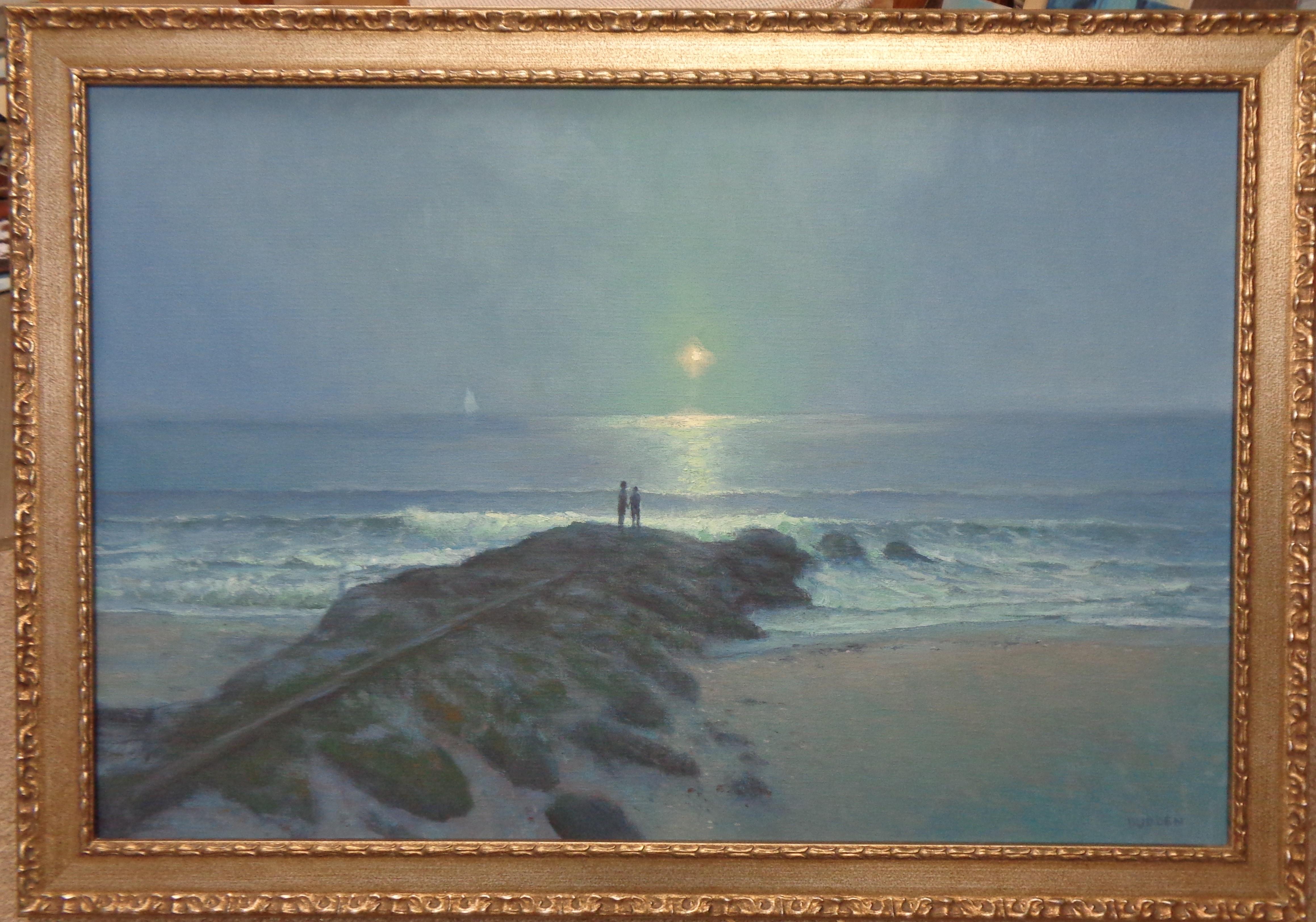 Michael Budden - Pintura impresionista de un paisaje marino iluminado ...