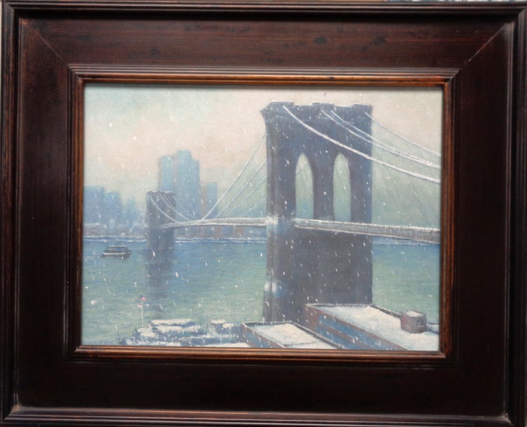 Michael Budden - New York City Painting Winter Snow Brooklyn Bridge by ...
