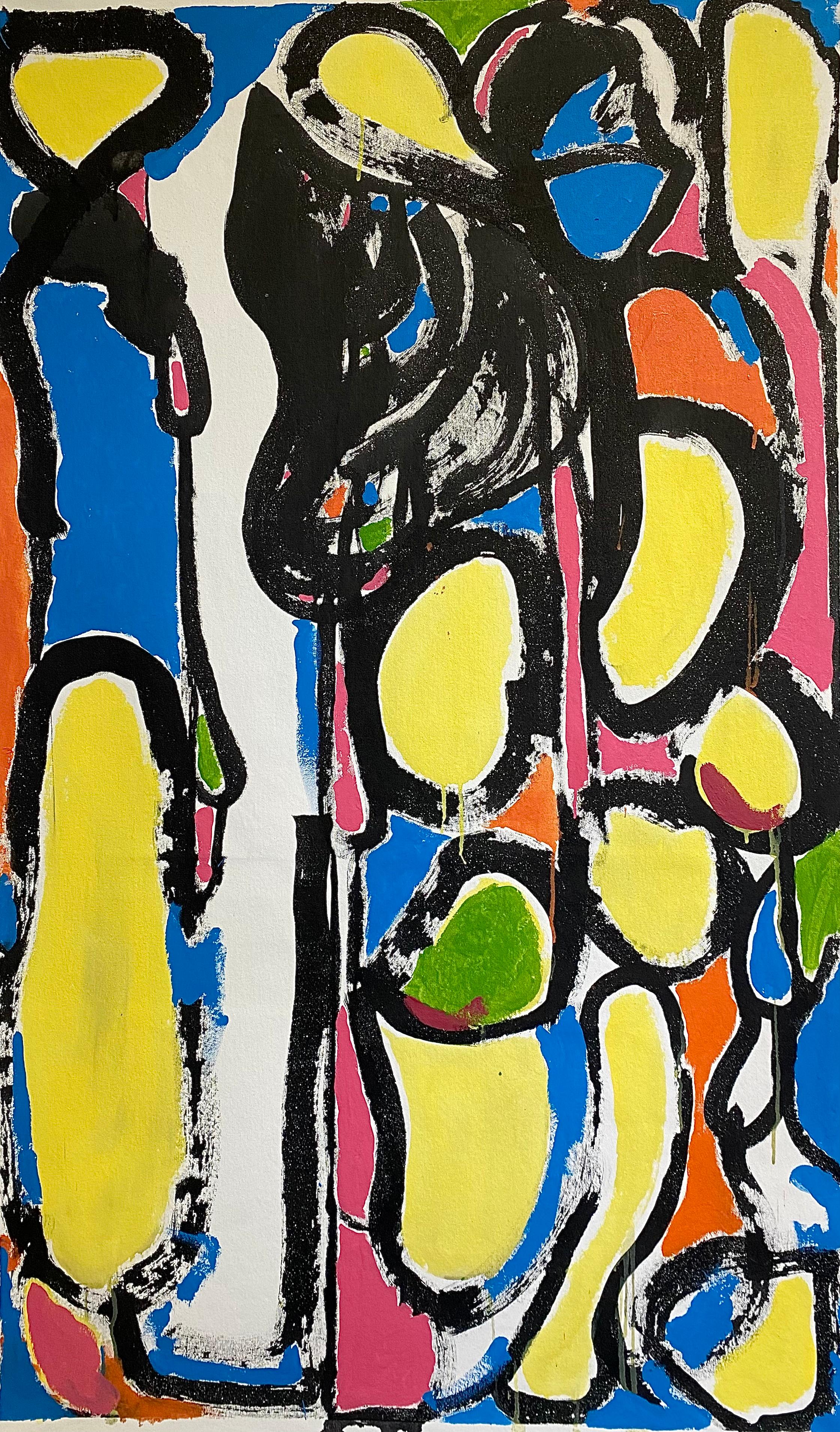 Michael Cutlip - "Bullseye" - Acrylic Painting- black, red, blue ...