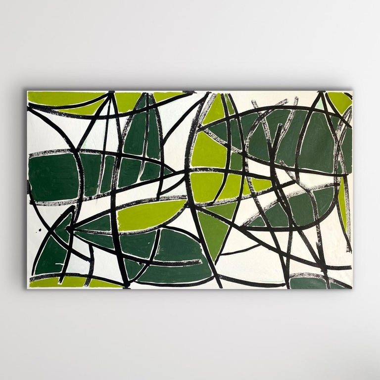 Michael Cutlip - "Heleconia" - Acrylic Painting- black, white, green ...