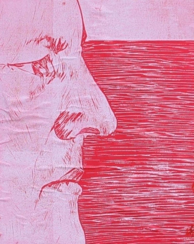 Michael Doering - Self-Portrait with Red and Orange Background and Red ...