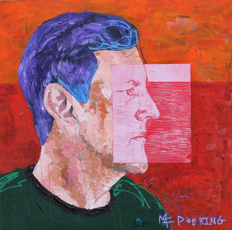 Michael Doering - Self-Portrait with Red and Orange Background and Red ...