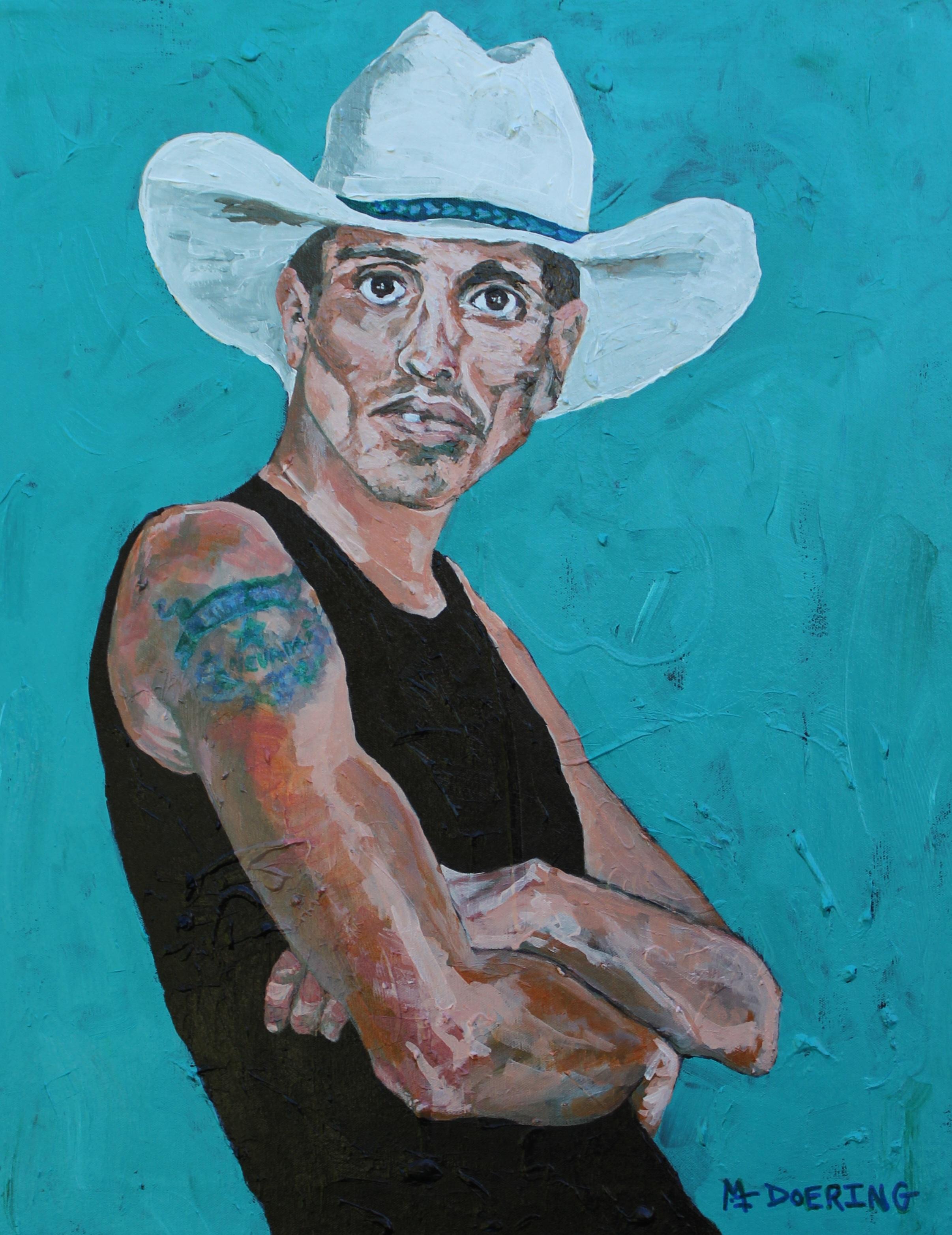 Michael Doering - Self-Portrait with White T, Apron, and Green ...