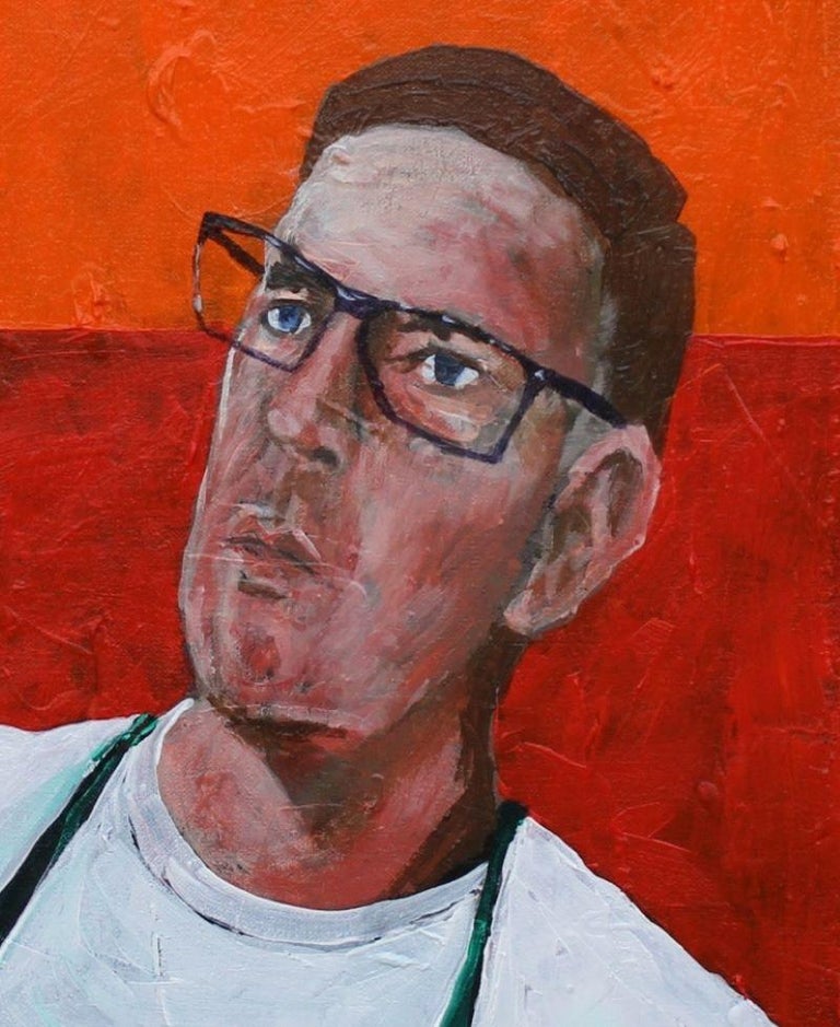 Michael Doering - Self-Portrait with Orange and Red Background For Sale ...