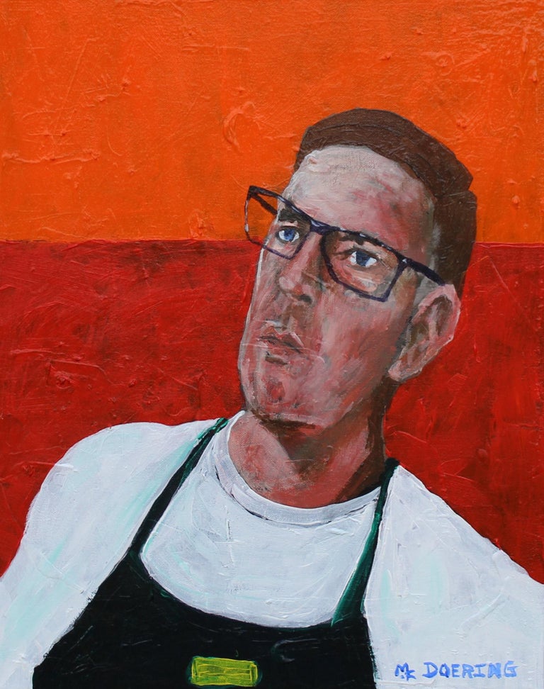 Michael Doering - Self-Portrait with Orange and Red Background For Sale ...