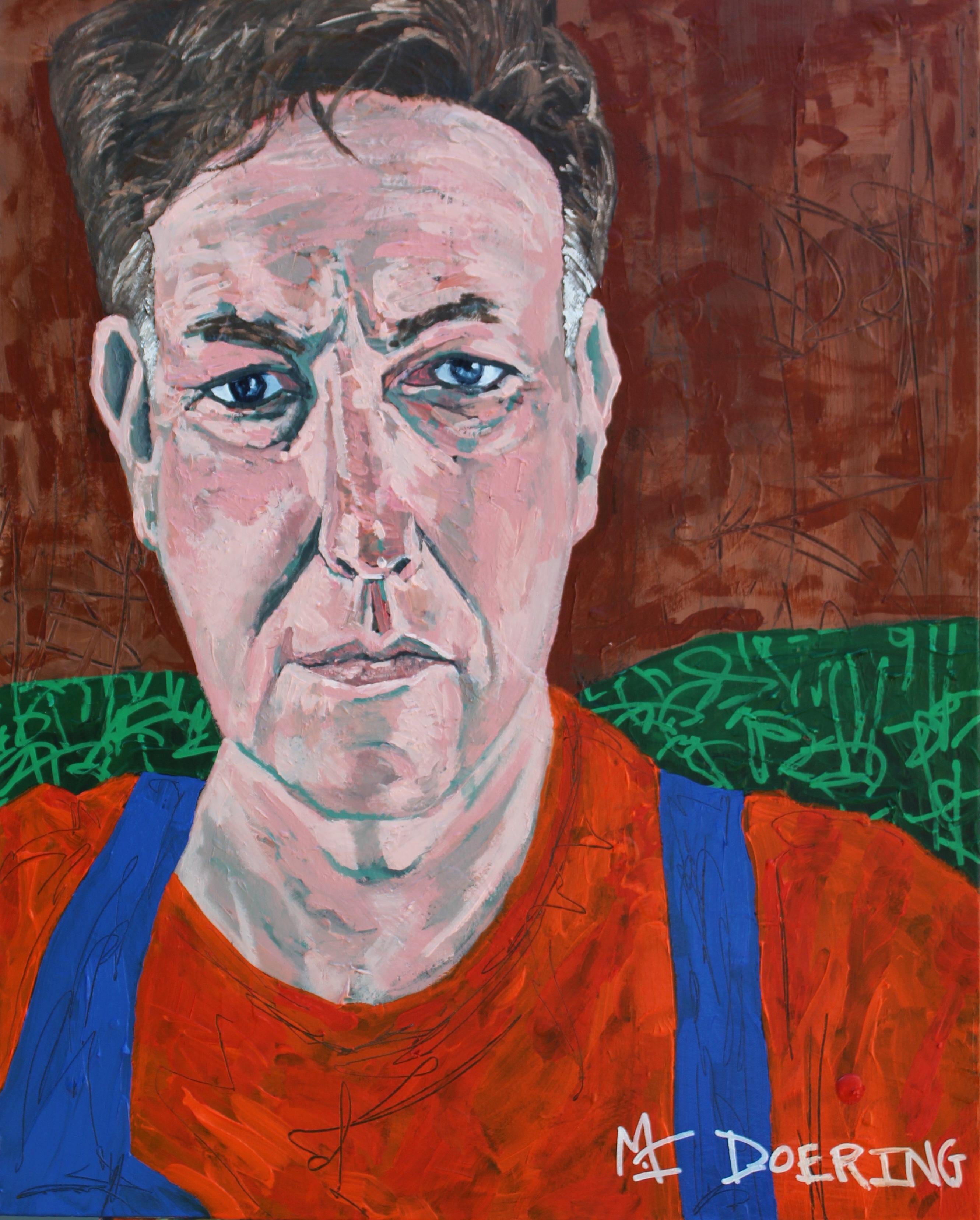 Michael Doering - Self-Portrait with Orange T and Blue Apron For Sale ...