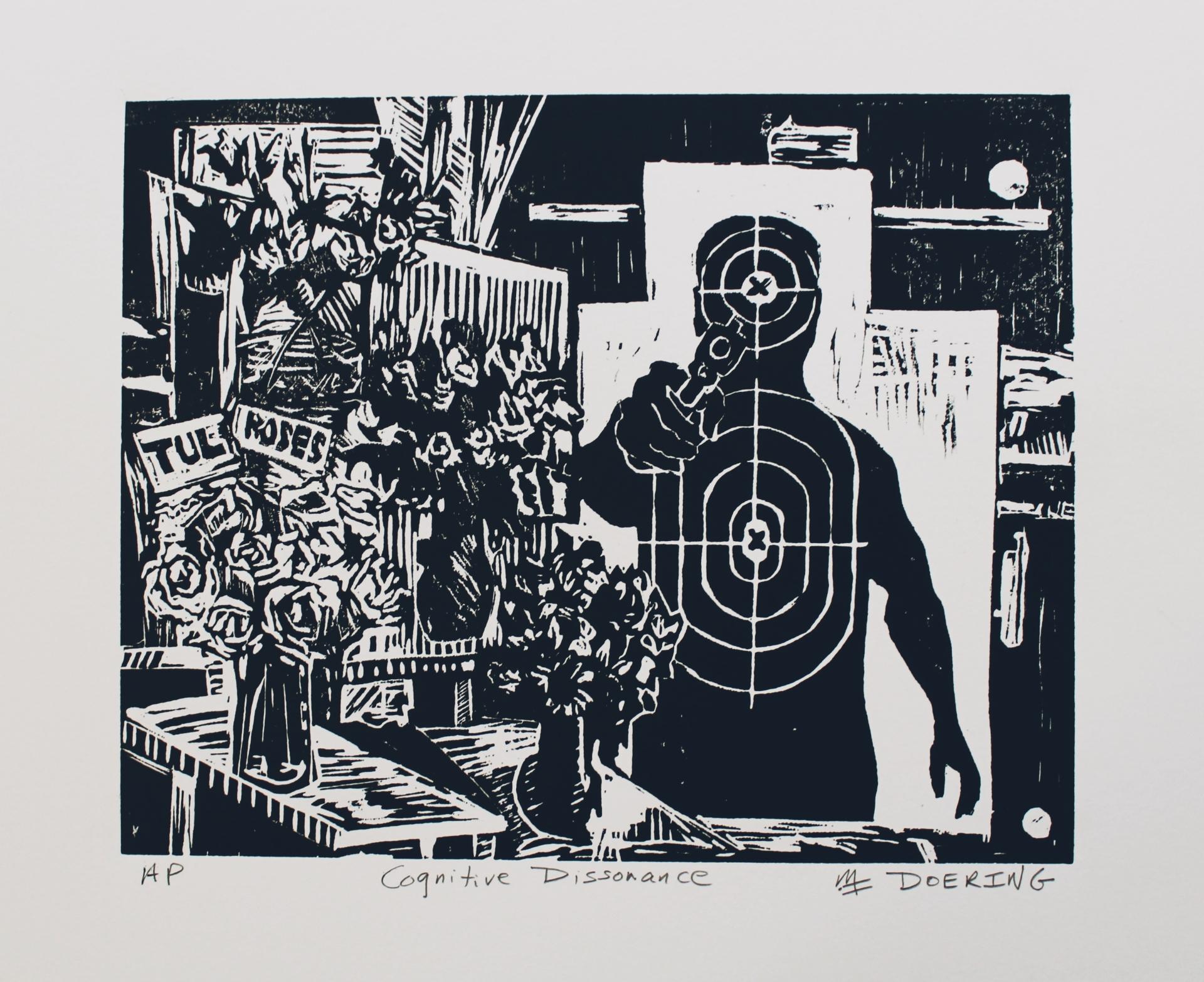 Michael Doering - Cognitive Dissonance Linocut For Sale at 1stDibs