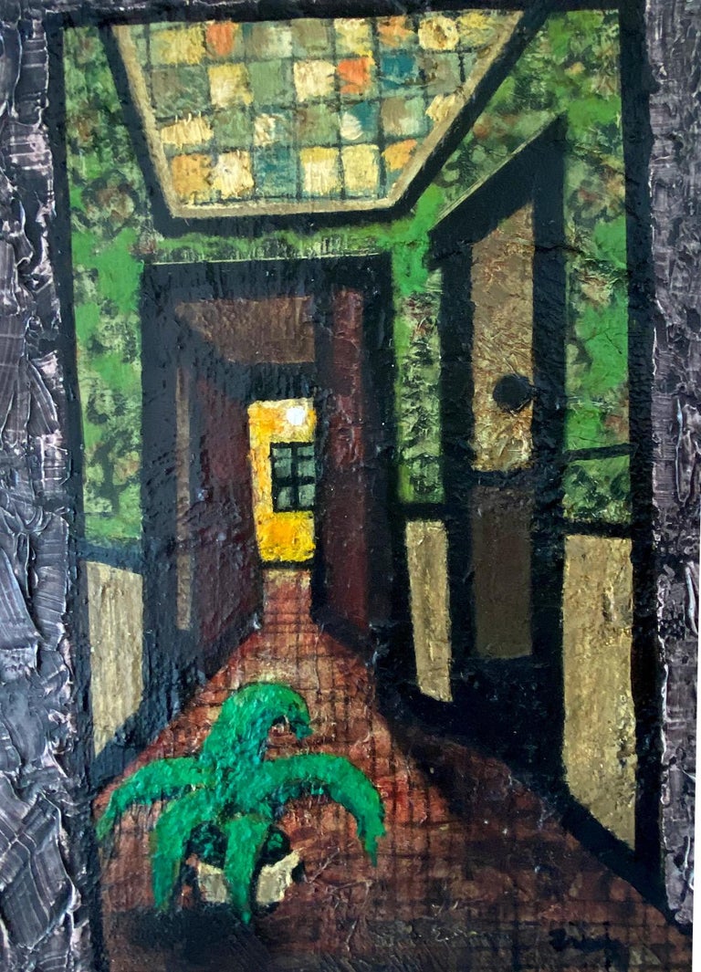 Michael Frary - " YELLOW DOOR " ABSTRACTION CROOKED ROOM MID CENTURY ...
