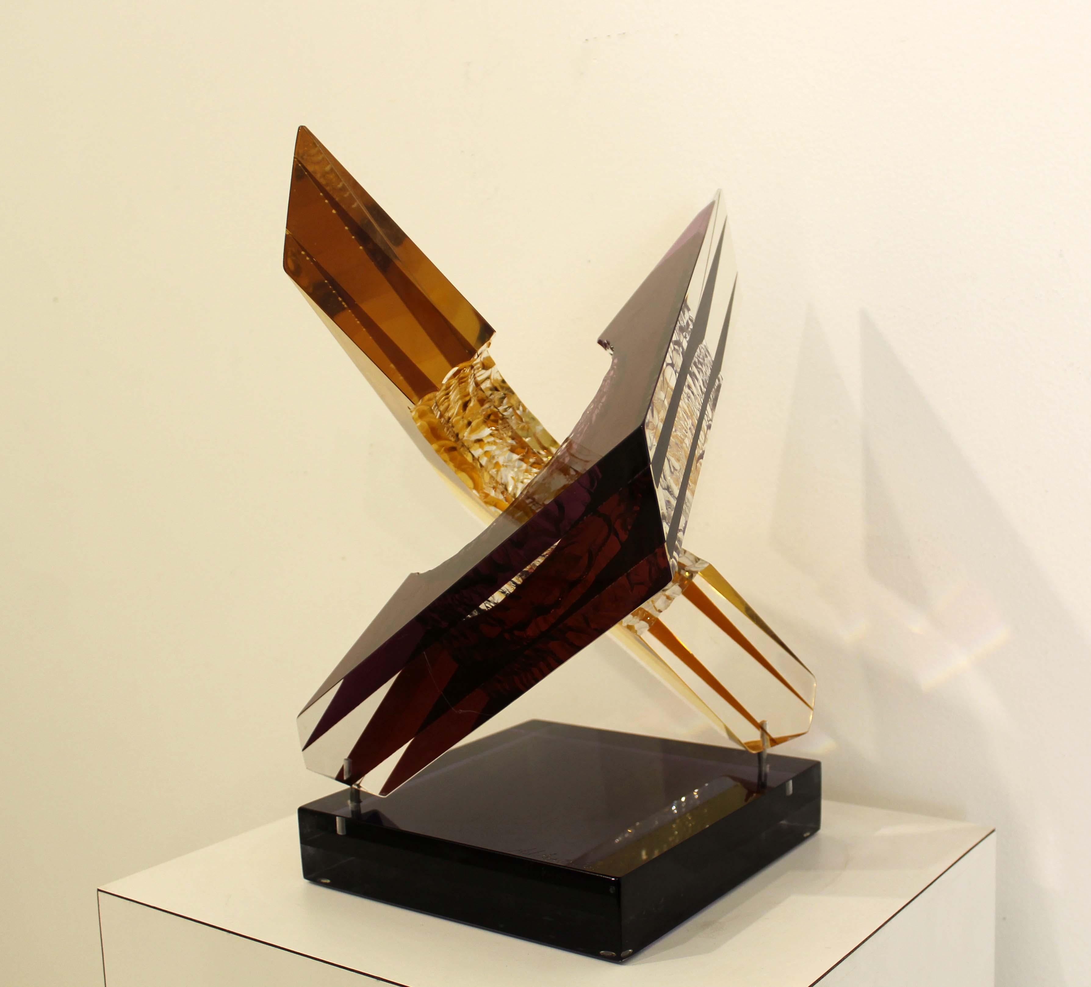 Michael George Intersection Signed Yellow and Purple Lucite Acrylic ...