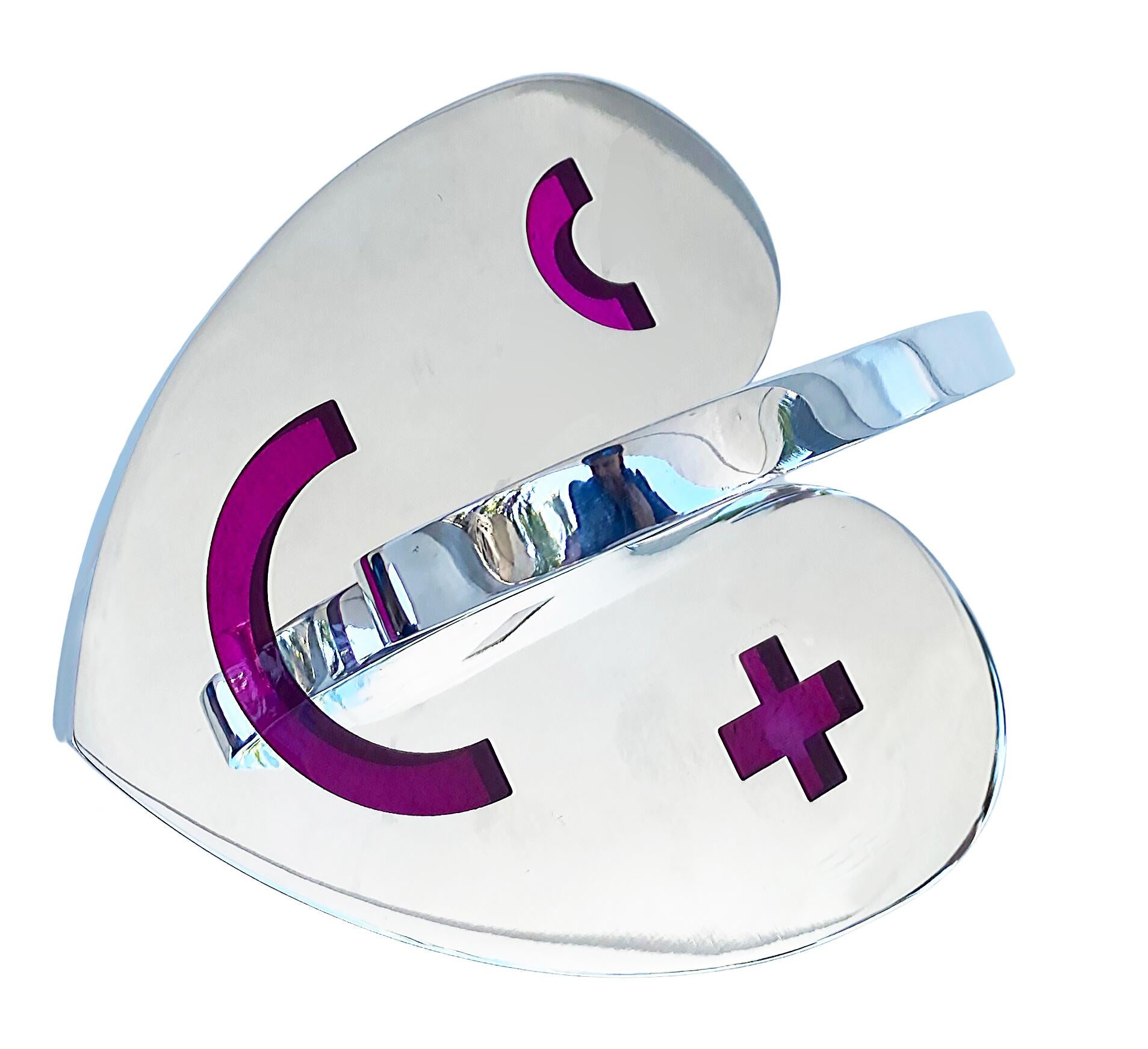 Michael Gitter Aluminum, Resin Interlocking Hearts Sculpture For Sale ...