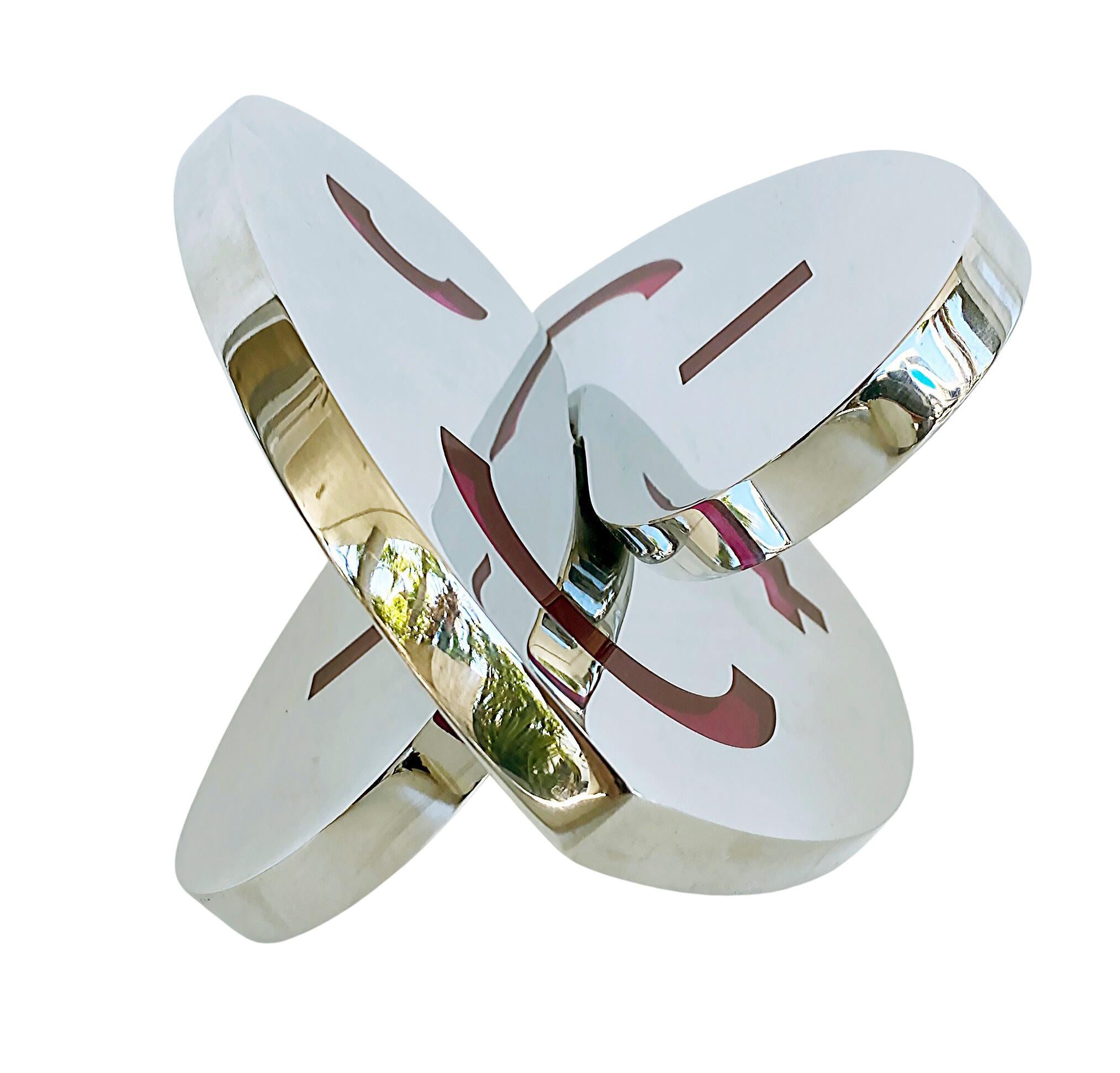 Michael Gitter Aluminum and Epoxy Resin Interlocking Hearts Sculpture ...