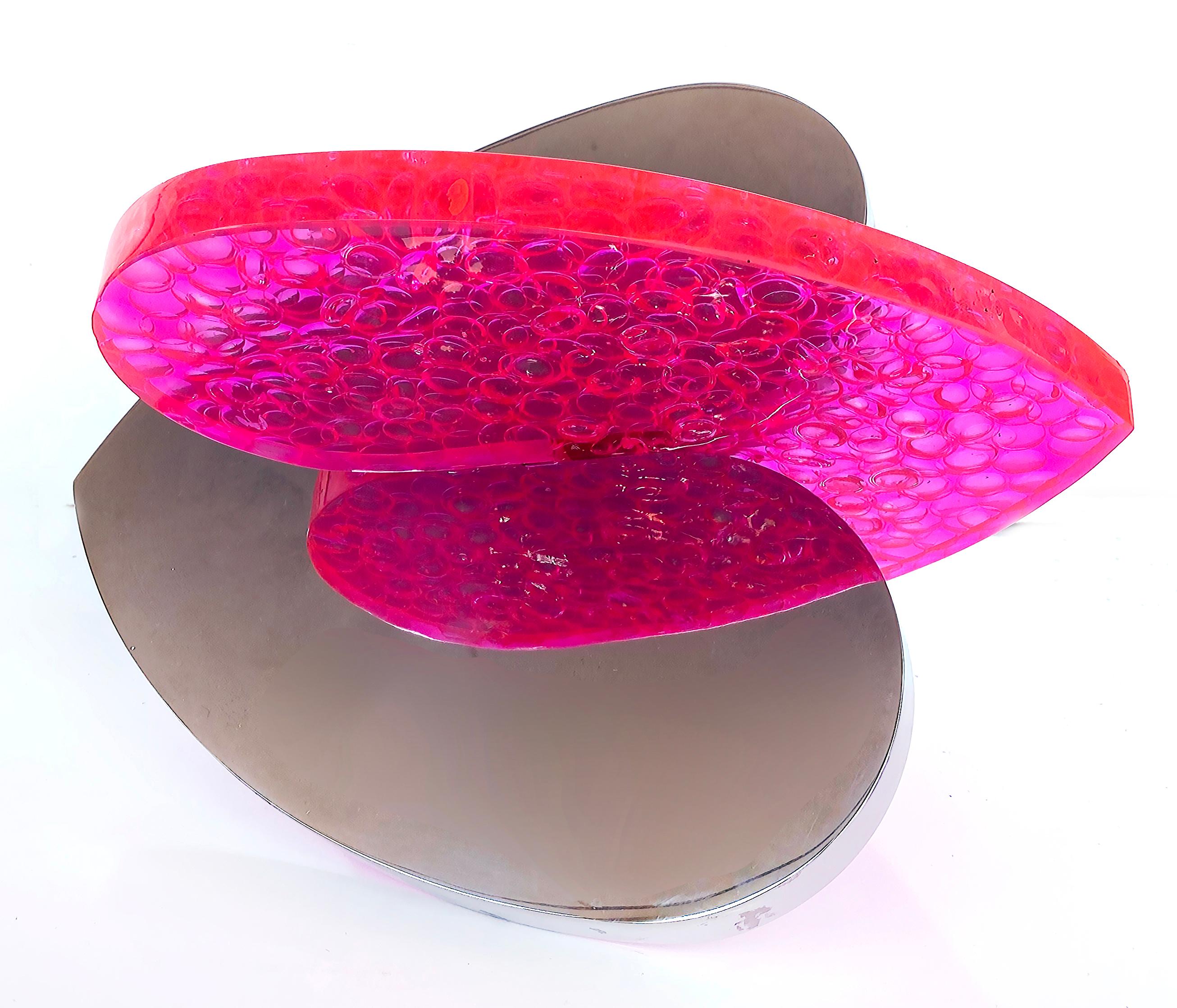 Michael Gitter Interlocking Hearts Sculpture Aluminum with Hot Pink ...