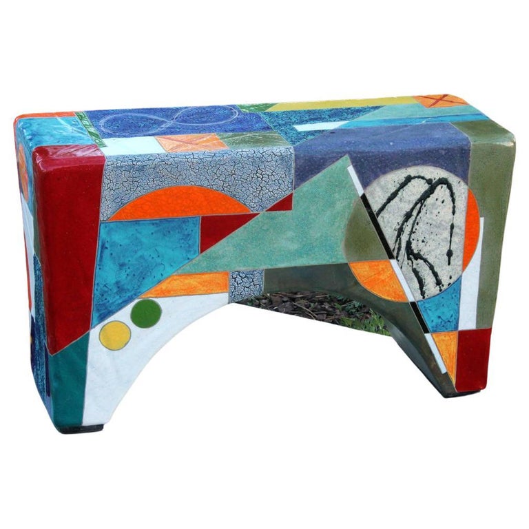 Michael Gustavson Ceramic Indoor/Outdoor "Still Life Bench" at 1stDibs