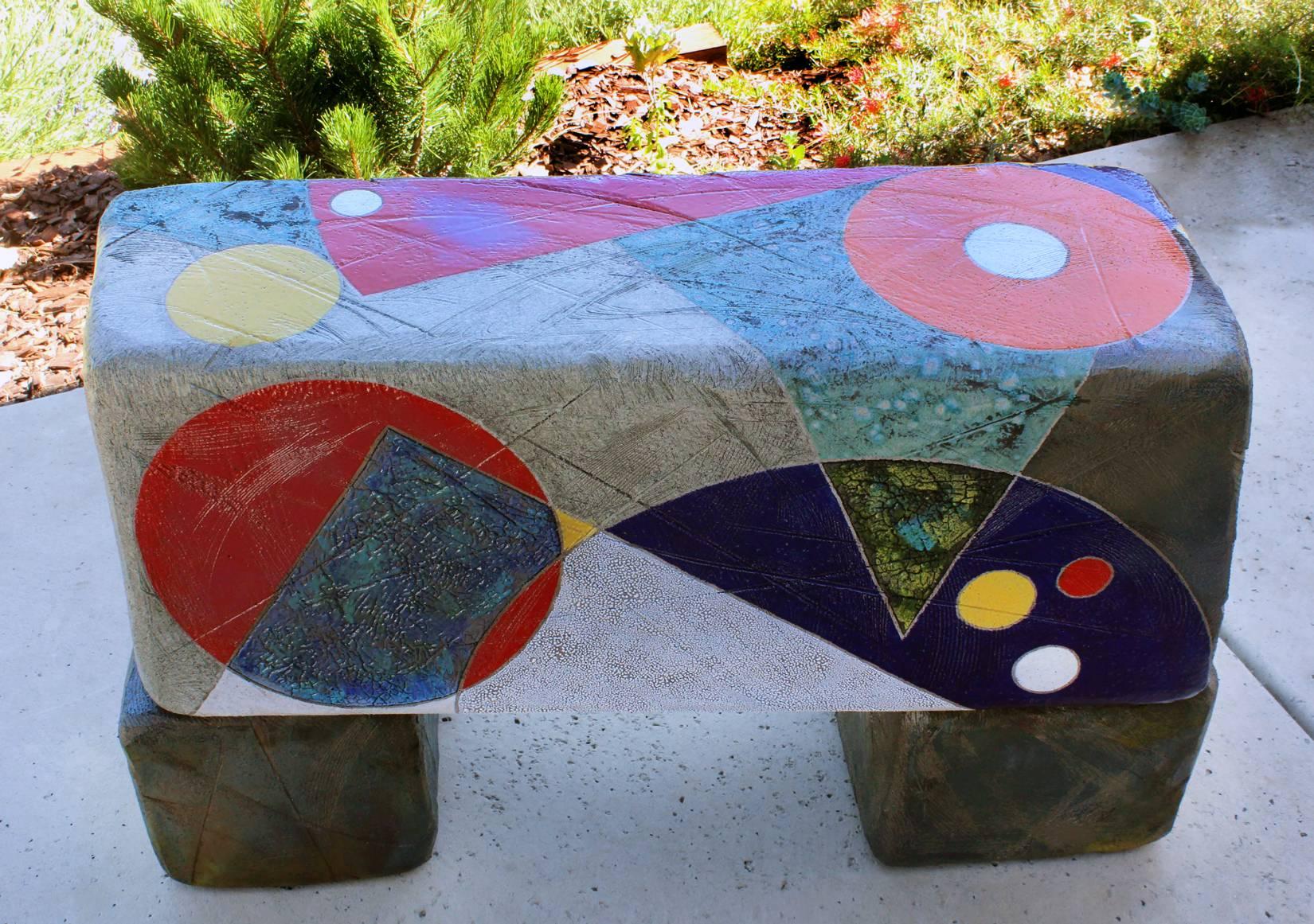 Michael Gustavson Ceramic Indoor/Outdoor "Summer Solstice Bench" at ...