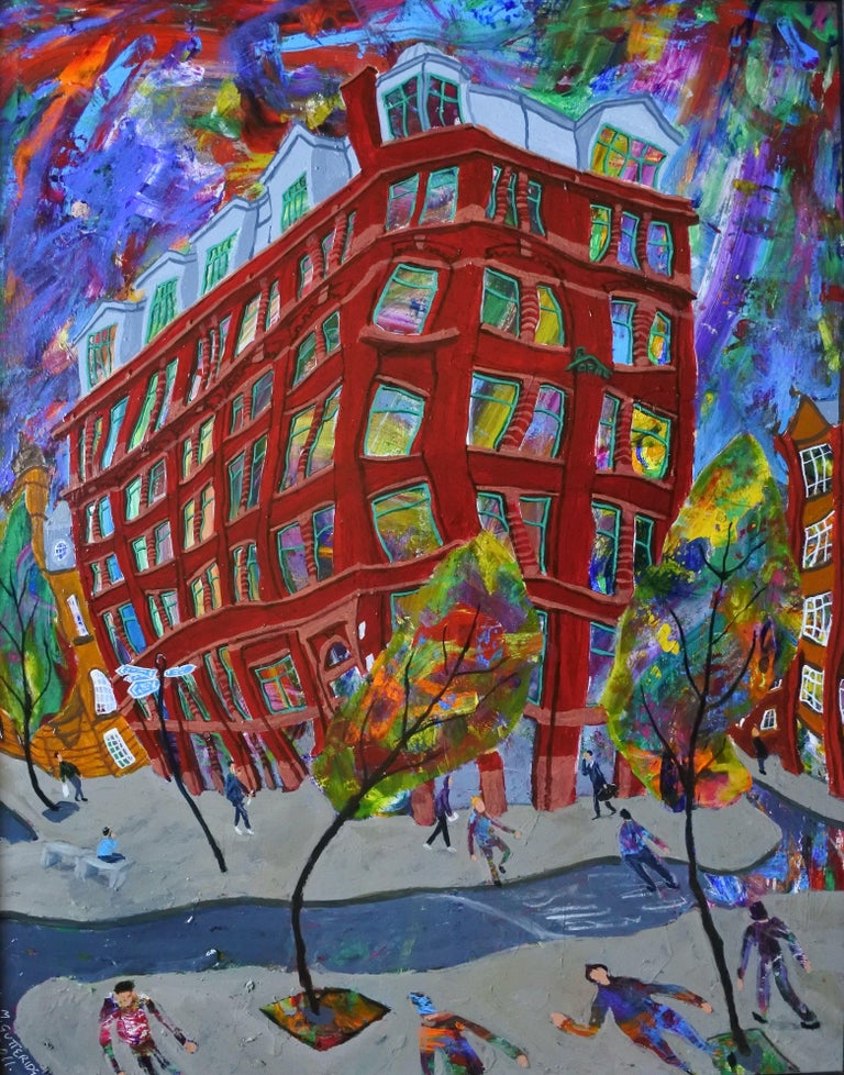 Michael Gutteridge - Red Building with Trees on Violet Background ...