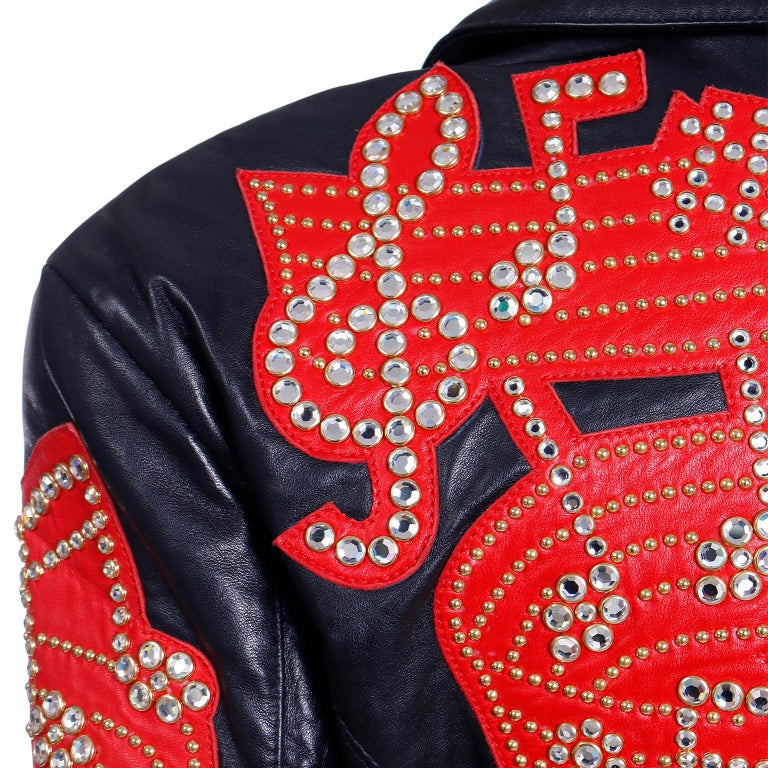 Michael Hoban North Beach Black and Red Leather Music Note Jacket ...