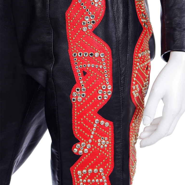 Michael Hoban North Beach Black and Red Leather Music Note Jacket ...