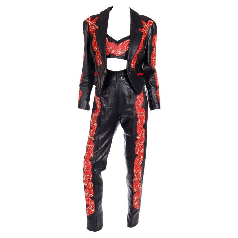 Michael Hoban North Beach Black and Red Leather Music Note Jacket ...