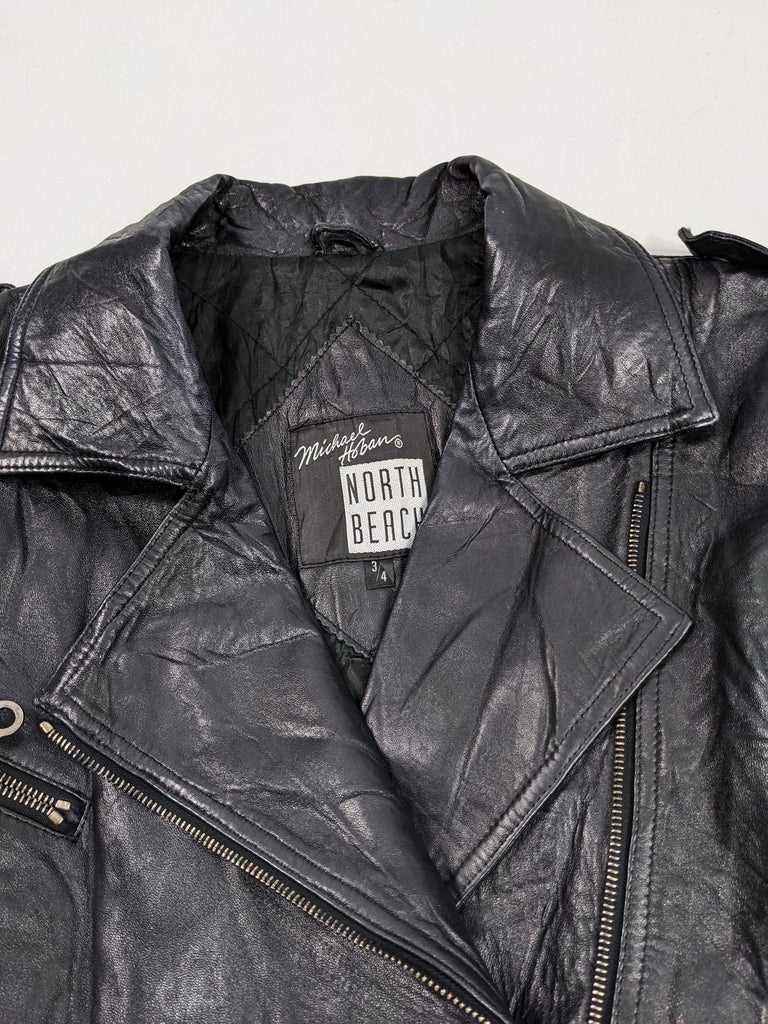 Michael Hoban Vintage 80s Womens Leather Biker Moto Jacket, 1980s For ...