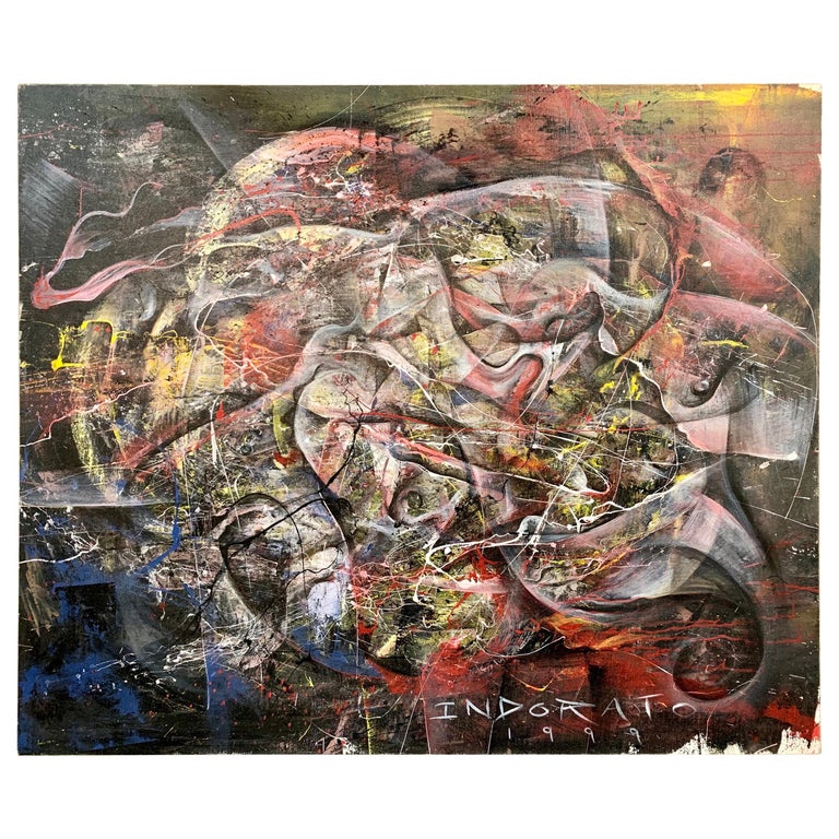 Michael Indorato 1999 Signed Large Street Art Painting on Canvas For ...