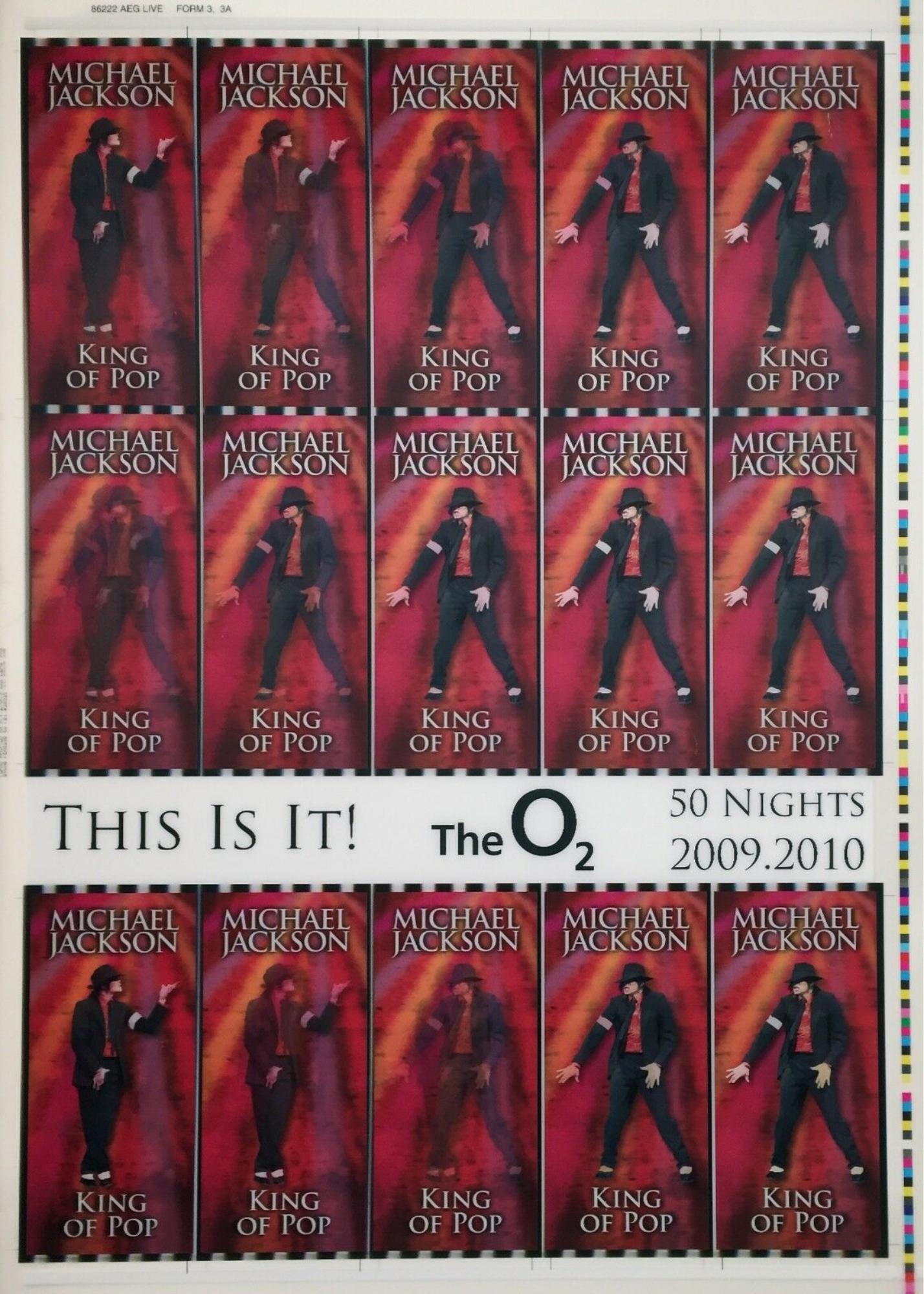 This Is It! Uncut 2009 Lenticular Concert Ticket Sheet Form 3, 3A ...