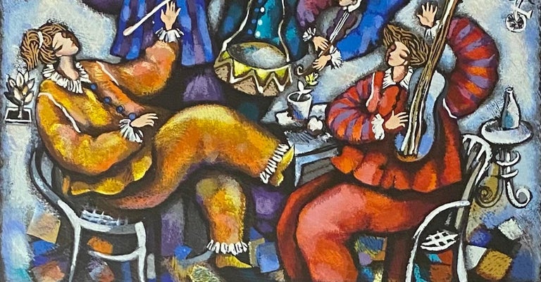 Michael Kachan "Happy Hour" Colorful Lithograph Featuring Musicians For ...