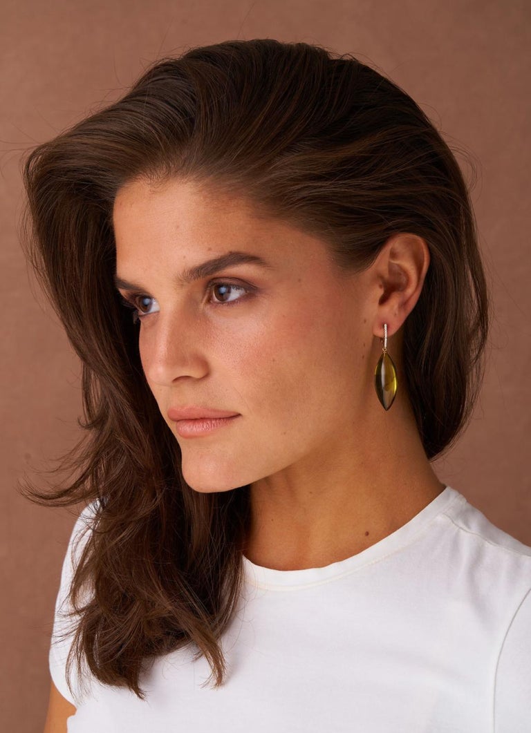 Michael Kanners Amber Diamond Drop Earrings For Sale at 1stDibs