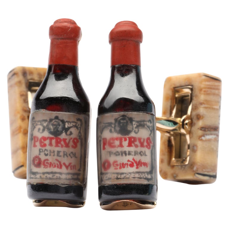 Michael Kanners Carved Gemstone Red Wine Cufflinks For Sale at 1stDibs