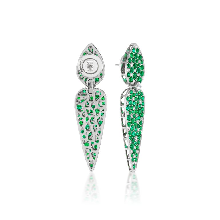 Michael Kanners Colombian Emerald Titanium Earrings For Sale at 1stDibs