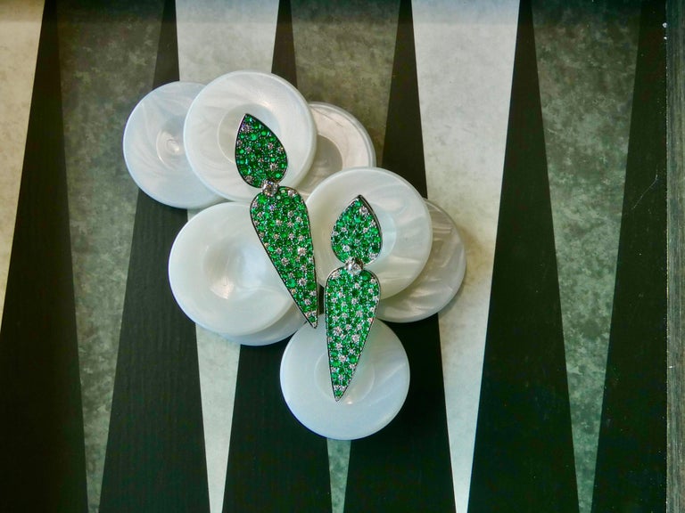 Michael Kanners Colombian Emerald Titanium Earrings For Sale at 1stDibs