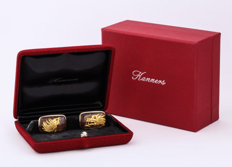 Michael Kanners One of a Kind Dragon and Phoenix Cufflinks For Sale at ...