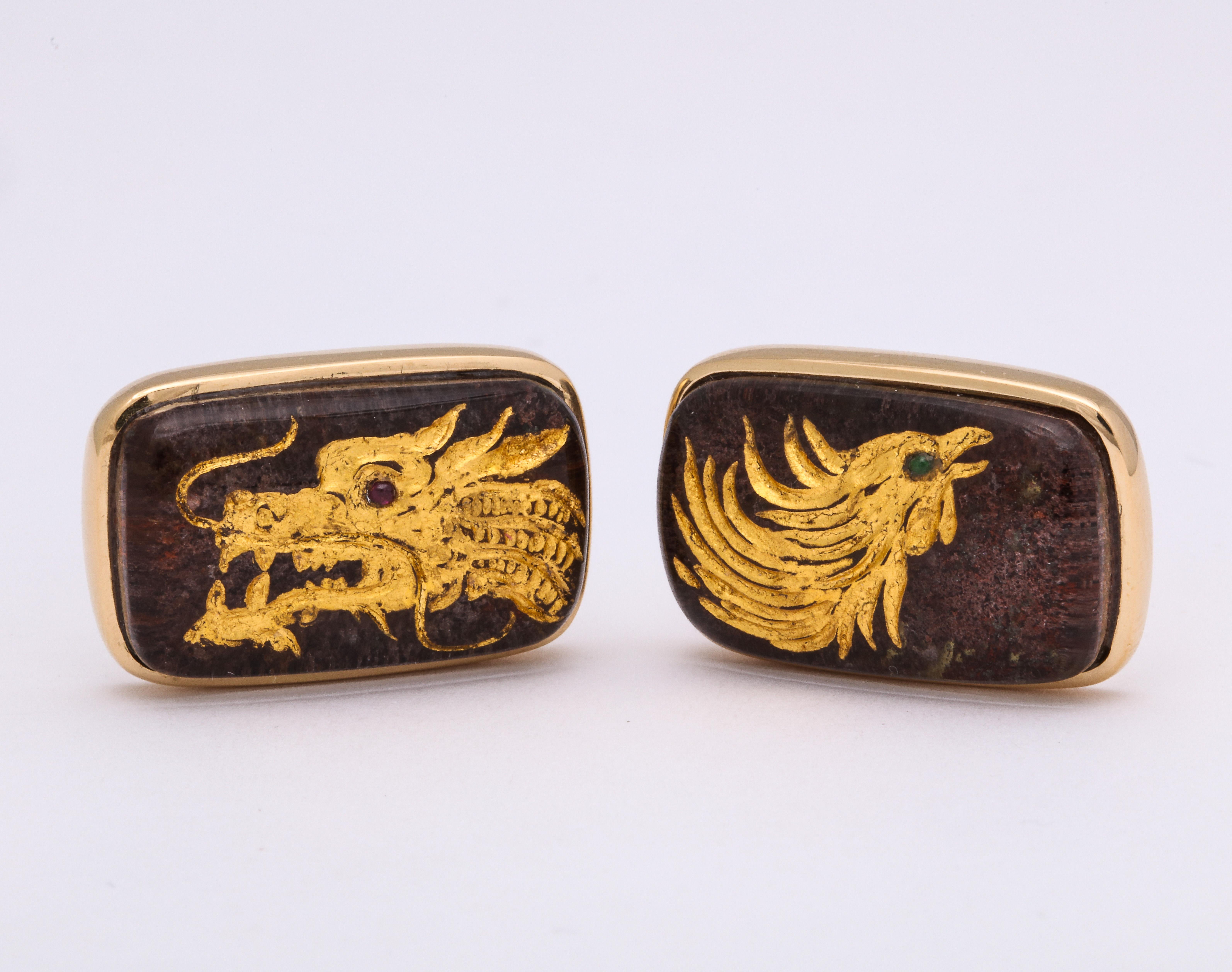 Michael Kanners Phoenix and Dragon Cufflinks at 1stDibs