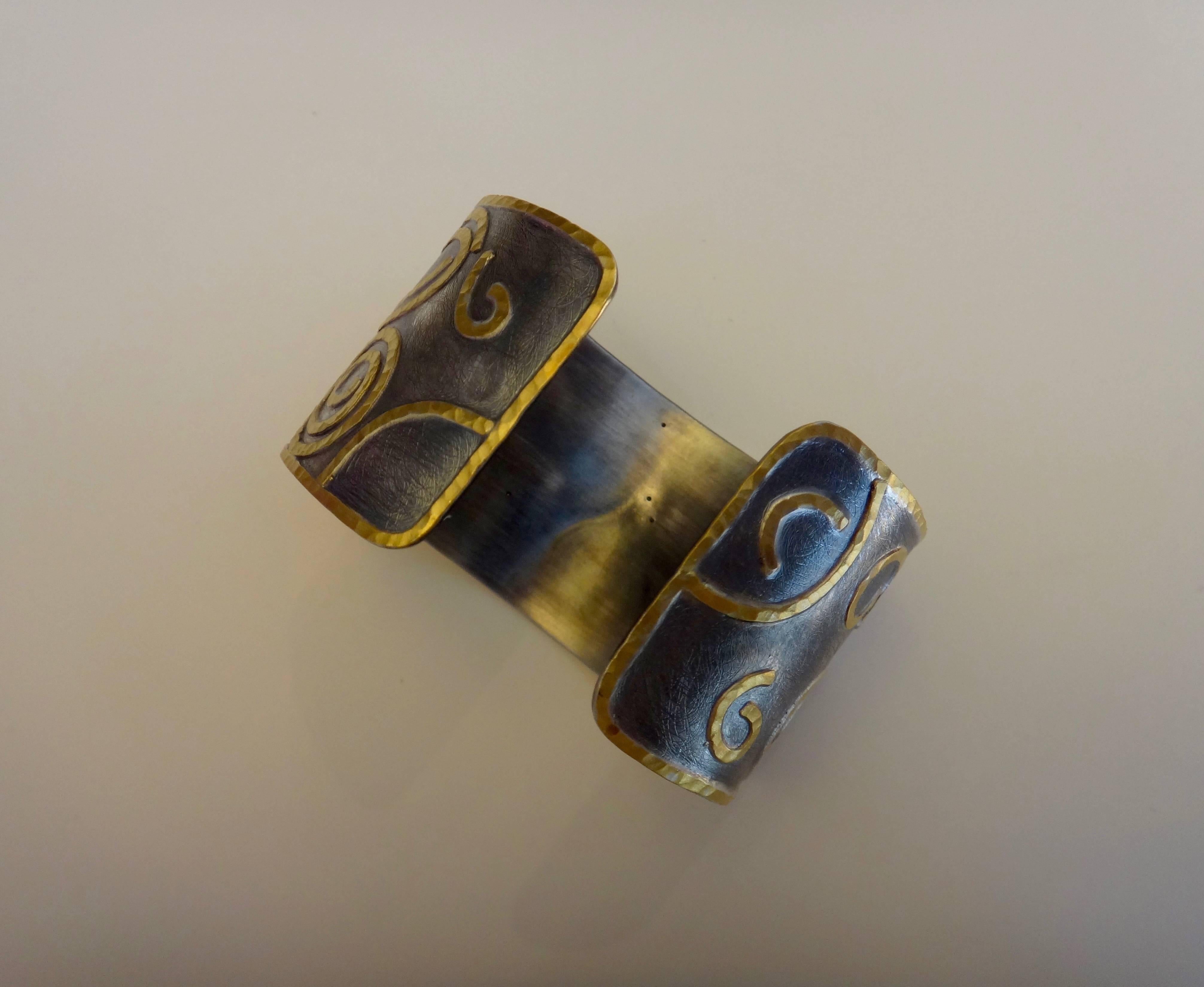 Michael Kneebone 24 Karat Gold Sterling Silver Diamond Cuff Bracelet ...