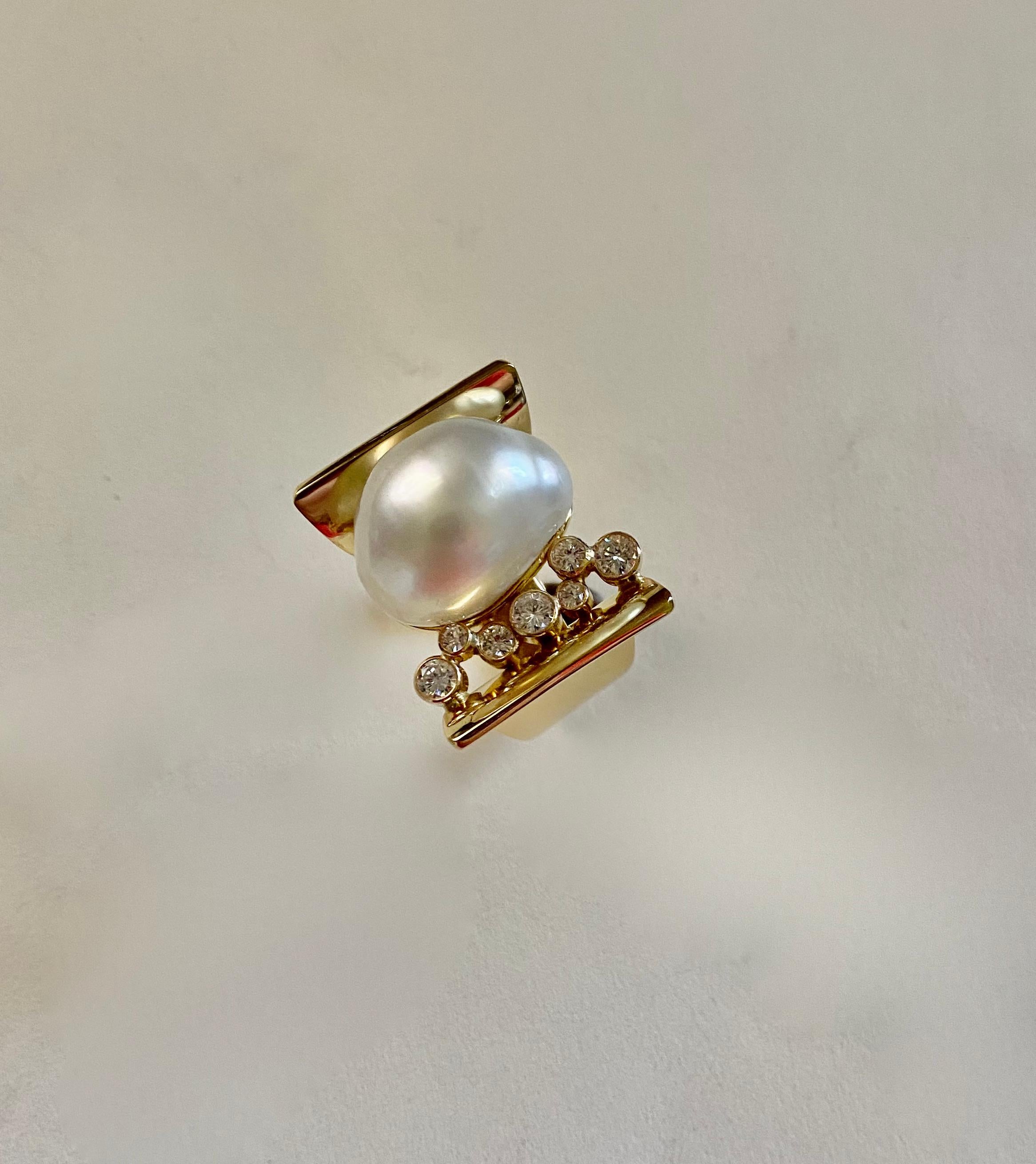 Michael Kneebone Baroque Paspaley South Seas Pearl Diamond Cocktail ...