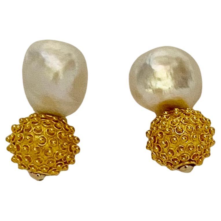Michael Kneebone Biwa Pearl Granulated Bead drop Earrings For Sale at ...