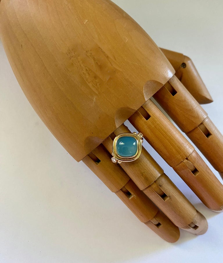 Michael Kneebone Blue Chalcedony White Diamond Archaic Style Ring For ...