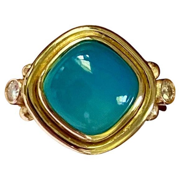 Michael Kneebone Blue Chalcedony White Diamond Archaic Style Ring For ...